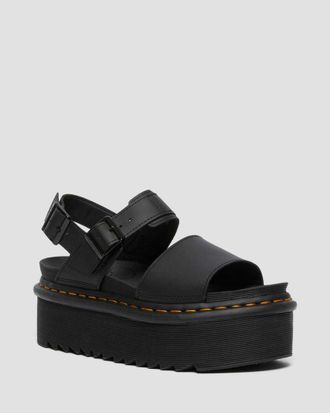 Dr. Martens Voss Quad Lederband Plattform Sandalen, Leder in Schwarz, Gr&ouml;&szlig;e: 37