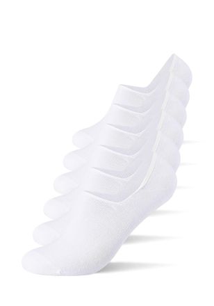 Camano Unisex Füßlinge für Damen und Herren No Show Socken angenehm optimaler Halt weichem Komfortbund 6er Pack 43/46 white