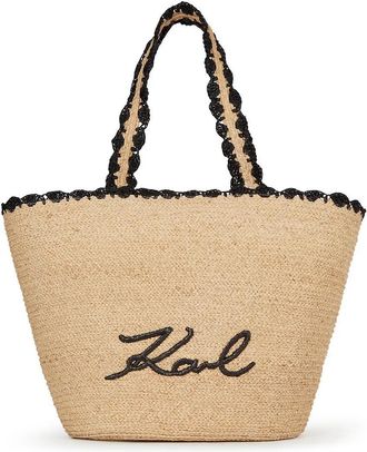 Karl Lagerfeld Shopper - K/Signature Strandtasche mit Muscheldesign - Gr. unisize - in Beige - f&uuml;r Damen