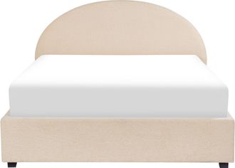 Beliani Bett Bouclé beige mit Kopfteil Bettkasten Lattenrost 140 x 200 cm Retro Vaucluse