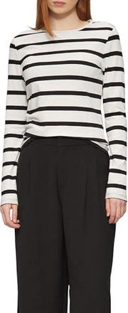 QS by s.Oliver T-Shirt Fin &agrave; Rayures avec col Rond, Noir, XL