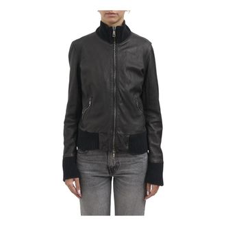 Giorgio Brato Bomberjacke mit Stehkragen aus pflanzlich gegerbtem Lammleder - - Jackets - Damen - Schwarzk - XS
