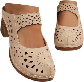 Generic Sandales &agrave; talon &eacute;pais &agrave; bout ferm&eacute; pour femme 2026, mules &agrave; enfiler &agrave; talons blocs respirantes et ajour&eacute;es avec soutien de la vo&ucirc;te plantaire, confor