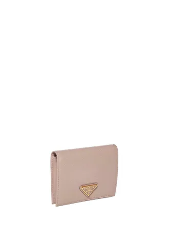 Prada Womens Wallet Saffiano Leather Pink Calf & Purses