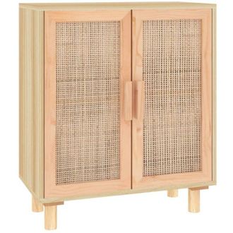 vidaXL Buffet Marron 60x30x70 cm Bois de pin massif et rotin naturel Vidaxl