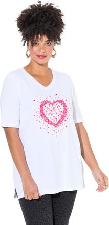 Miamoda Damen gro&szlig;e Gr&ouml;&szlig;en &Uuml;bergr&ouml;&szlig;en Plus Size T-Shirt, A-Linie, Herz-Print schneewei&szlig; 48 839085200-48