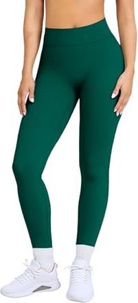 Generic Legging en tricot pour femme avec taille, respirant, pour les activit&eacute;s de plein air comme la course, le fitness et le yoga, vert noir, XXL