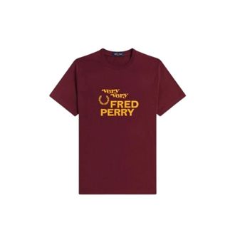 Fred Perry M2667 472 Grafik T-Shirt - - Tops - Herren - Rot - XL