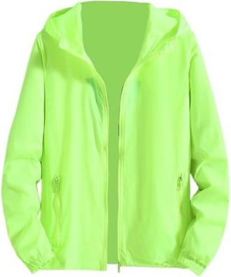 Generic Manteau d&eacute;contract&eacute; &agrave; capuche pour homme avec fermeture &eacute;clair r&eacute;fl&eacute;chissante et couleur pure, Vert, XXL