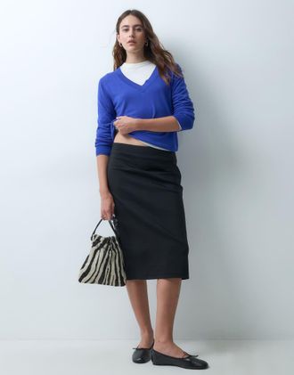 Arket jupe midi tiss&eacute;e noire