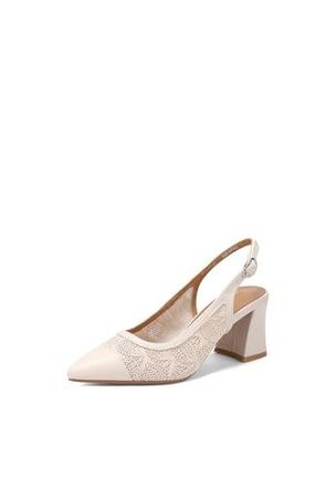 Queen Helena Slingback Femme Encolure &agrave; Talon Moyen ZM11012, beige, 41 EU