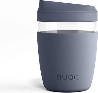 Nuoc Wiederverwendbare Kaffeetasse to go, Glasbecher f&uuml;r Kaffee oder Tee mit auslaufsicherem luftdichtem Deckel mit Silikonh&uuml;lle, Reisebecher - Hei&szlig;e und k