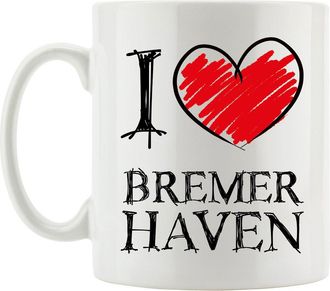 Pixxprint I Love Bremerhaven Fun Tasse, ca. 300ml Fassungsverm&ouml;gen, Keramik Wei&szlig;, Sp&uuml;lmaschinenfest