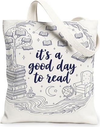 Generic Sacs fourre-tout en toile litt&eacute;raire - Motif amoureux des livres - L&eacute;gers et lavables - R&eacute;utilisables - Pour la lecture, les voyages, beige, 13x15 Inc