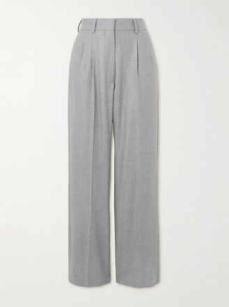 Blaz&eacute; Milano Pantalon Droit En Soie Et Laine M&eacute;lang&eacute;es &Agrave; Plis Alithia - Gris