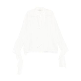 Lanvin Femme, Blouses et Chemises, Blanc, Taille: 38 FR Haut en soie pliss&eacute;e