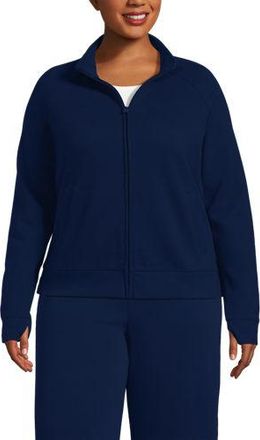 Lands End Serious Sweats Rei&szlig;verschluss-Jacke, Damen, Gr&ouml;&szlig;e:48-50 plus, Blau, Baumwoll-Mischung/Polyester-Mischung, by Lands End