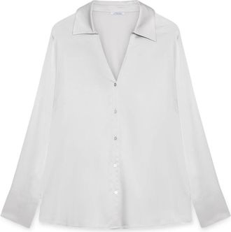 Fiorella Rubino Femme, Blouses et Chemises, Gris, Taille: 52 FR Chemise en satin de viscose