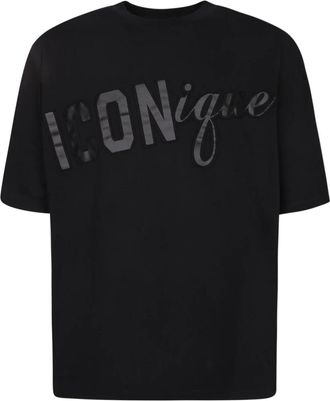 Dsquared2 Homme, Tops, Noir, Taille: S T-shirt en coton &agrave; col rond