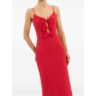 Rebecca Vallance Bow-Embellished Crepe Evening Dress - Red