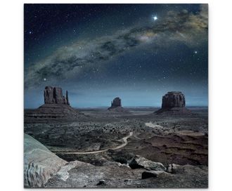 Paul Sinus Art Leinwandbilder | Bilder Leinwand 60x60cm Milchstraße über dem Monument Valley