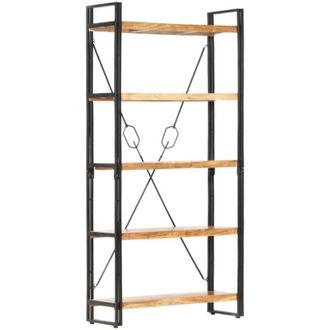 vidaXL Vidaxl - Biblioth&egrave;que 5 niveaux 90x30x180 cm en bois dacacia massif - Style industriel - &Eacute;tag&egrave;res robustes pour livres et objets d&eacute;coratifs