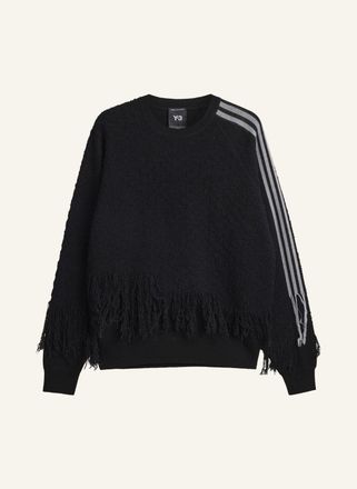 Yohji Yamamoto Y-3 3-Streifen Pullover, Gewirkt, Fransen schwarz