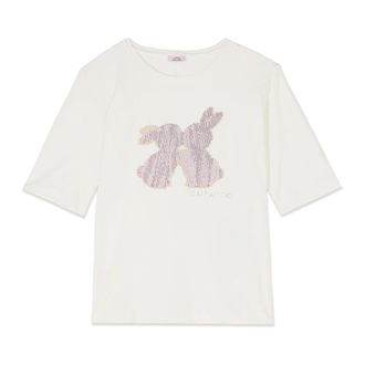 Oltre Jersey-T-Shirt mit Applikationen - - Tops - Damen - Wei&szlig; - XL