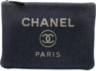Chanel Clutches - Medium Denim Deauville O Case Clutch - Gr. unisize - in Blau - für Damen