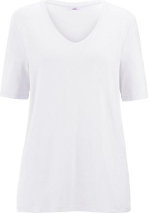 Emilia Lay Shirt gerundetem V-Ausschnitt Emilia Lay weiss