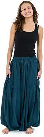 Fantazia Saroual Ethnique Fourche Extra Basse façon Jupe Dhangadi - Taille Unique - 100% Coton - Bleu petrole - Baba Cool Roots - Confortable & Original - Créé