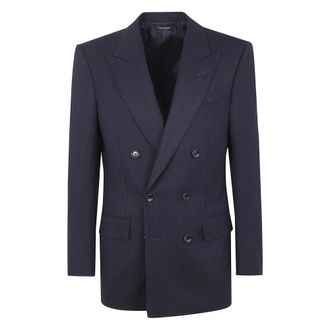 Tom Ford Solid Satin Stripe Double Breasted Jacket - - Suits - Herren - Schwarzk - M