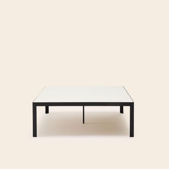 Madura Table Basse Orelia Blanc min&eacute;ral et m&eacute;tal noir - BLANC