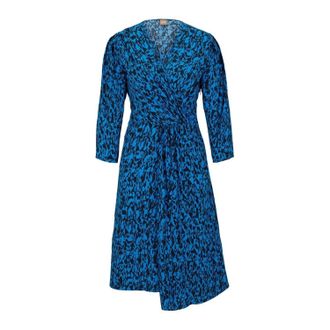 HUGO BOSS Wickelkleid f&uuml;r Damen, V-Ausschnitt (Blau)