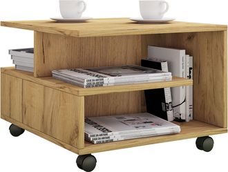 VCM Holz Couchtisch | Sofatisch mit Rollen | Wohnzimmertisch rollbar | Maße H. 40 x B. 50 x T. 50 cm| Kaffeetisch Stango S