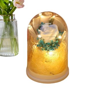 Generico Konservierte Blume | Ewiger Rosenstrau&szlig; in einer Kuppel - Unendlichkeitsblume mit Beleuchtung, f&uuml;r Sie, Geschenk f&uuml;r Damen, Geburtstag, Weihnachten, V