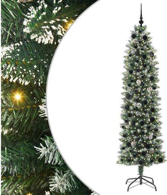 vidaXL K&uuml;nstlicher schlanker Weihnachtsbaum Gr&uuml;n und Wei&szlig; 210 cm vidaXL