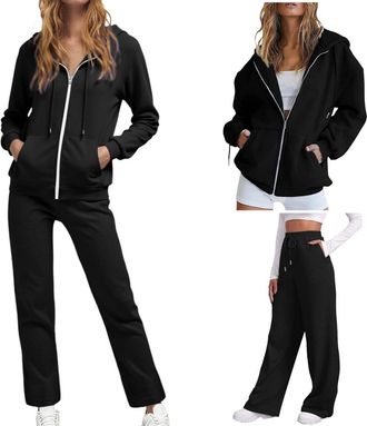 Generic Jogginganzug Damen Set Trainingsanzug Warm Baumwolle Hausanzug 2-Teilig Hoodie und Jogginghose Set Streatwear Trainingsanzüge für Damen Sportanzug Act