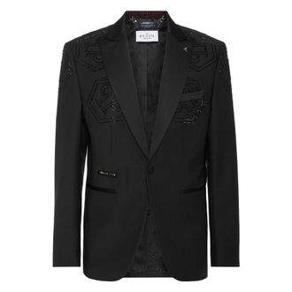 Philipp Plein Homme, Vestes, Noir, Taille: L Wool Blazer Lord Fit Monogram