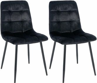 Clp 2er Set Esszimmerstuhl Tilde schwarz Samt