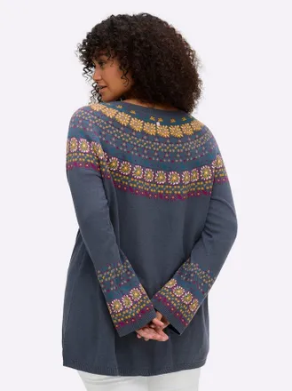 Sheego Strickpullover Pullover Langarm Jacquard