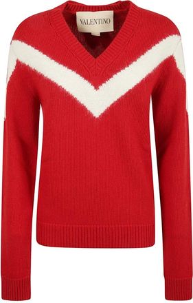 Valentino Garavani Homme, Pulls, Rouge, Taille: S Pull en laine avec VLogo au dos