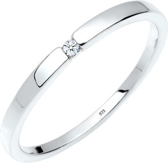 DIAMORE Elli DIAMONDS Ring Damen Verlobungsring Klassiker mit Diamant (0.015 ct.) in 925 Sterling Silber