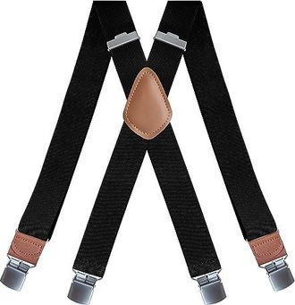 Generic Bretelles &eacute;lastiques &eacute;lastiques pour hommes 4 clips crochet boucle bretelles mode tout clip bretelles, Bleu marine., taille unique