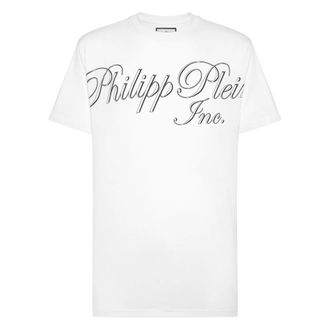 Philipp Plein Homme, Tops, Blanc, Taille: XL T-Shirt Col Rond