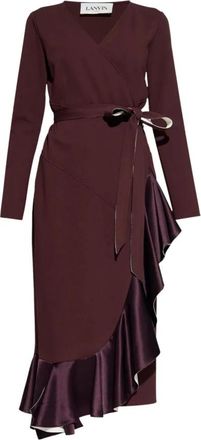 Lanvin Femme, Robes, Rouge, Taille: 38 FR Ruffled Wrap Dress
