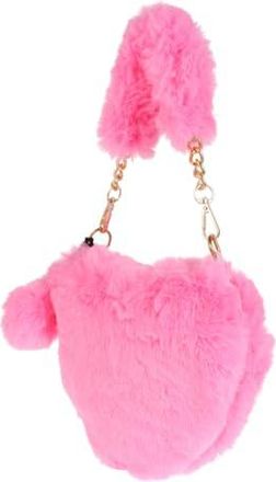Supvox Paquet &agrave; Main en Peluche de Coeur Moelleux Rose Petit Paquet Doux pour Femme Accessoire Mode pour Sorties Shopping et Usage Quotidien