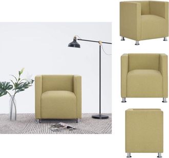 vidaXL Würfel-Sessel Grün Stoff - Würfelsessel - Esszimmerstuhl - Gemütlicher Sessel - Beistellstuhl - Lounge Chair