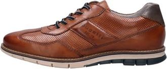 Bugatti Homme Baskets décontractées à Lacets en Cuir avec Finition à la Main, Cognac, 45 EU