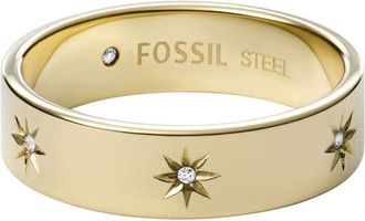 Fossil Damen-Edelstahlband Ringe, 6, Helles Gold